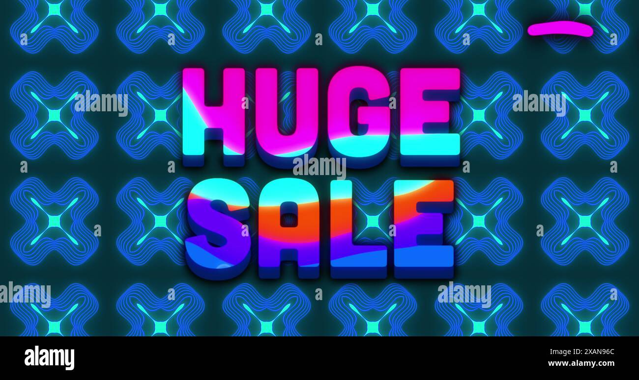 Image of huge sale text over multicolored waves pattern against x ...