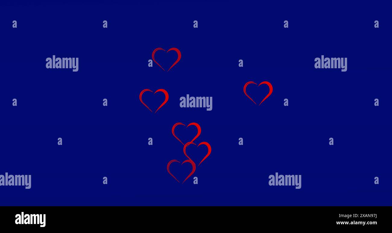 Image of red heart shapes against blue background Stock Photo - Alamy