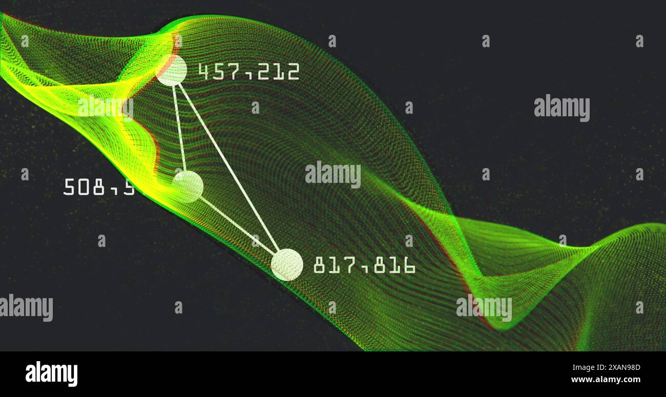 Image of changing numbers around connected dots forming triangle over ...