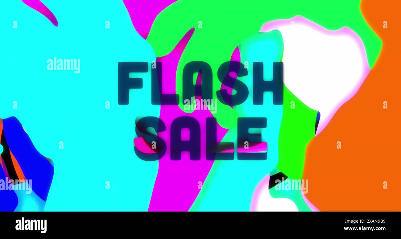 Image of flash sale text over multicolored waves pattern against x ...