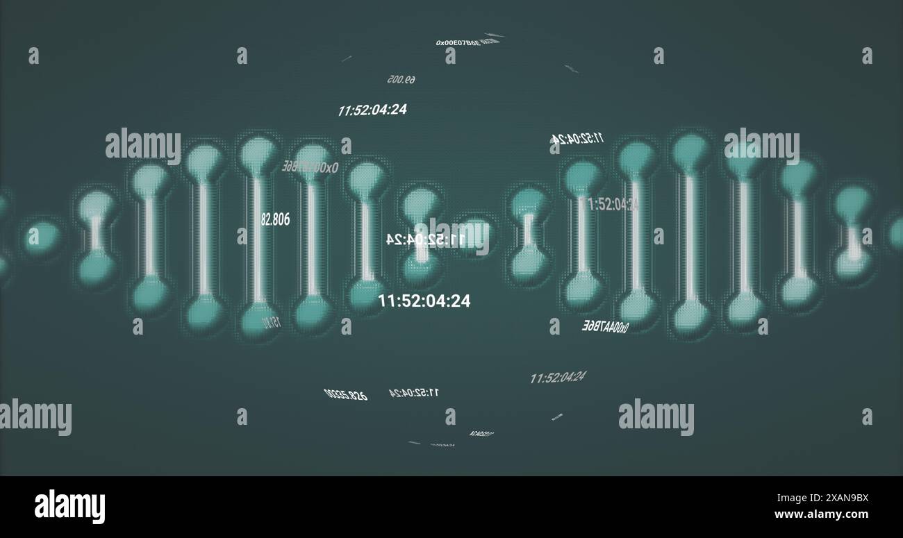 Image of changing numbers around rotating globe against abstract ...