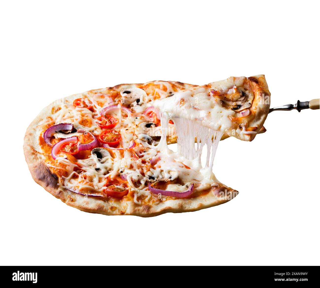 Sliced whole salami pizza Cut Out Stock Images & Pictures - Alamy