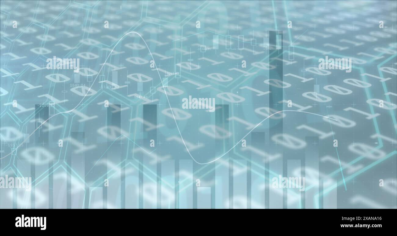 Image of financial data processing over grey background Stock Photo - Alamy