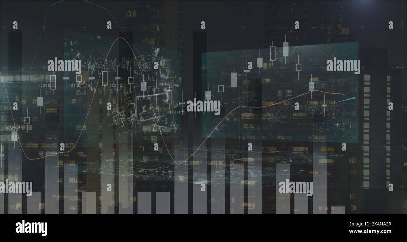 Image of data processing over cityscape Stock Photo - Alamy