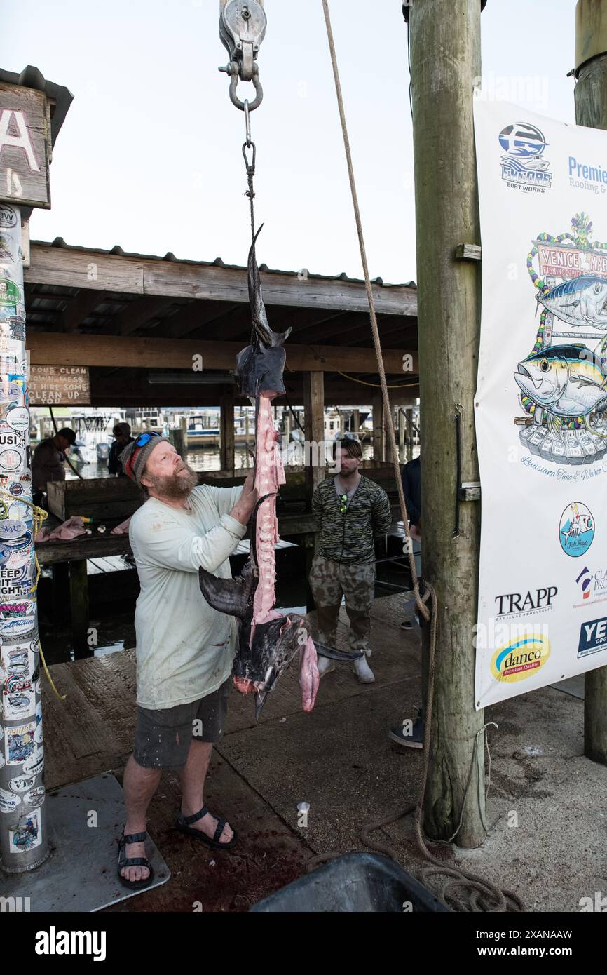 Proud anglers pose with their impressive catch at the end of a ...