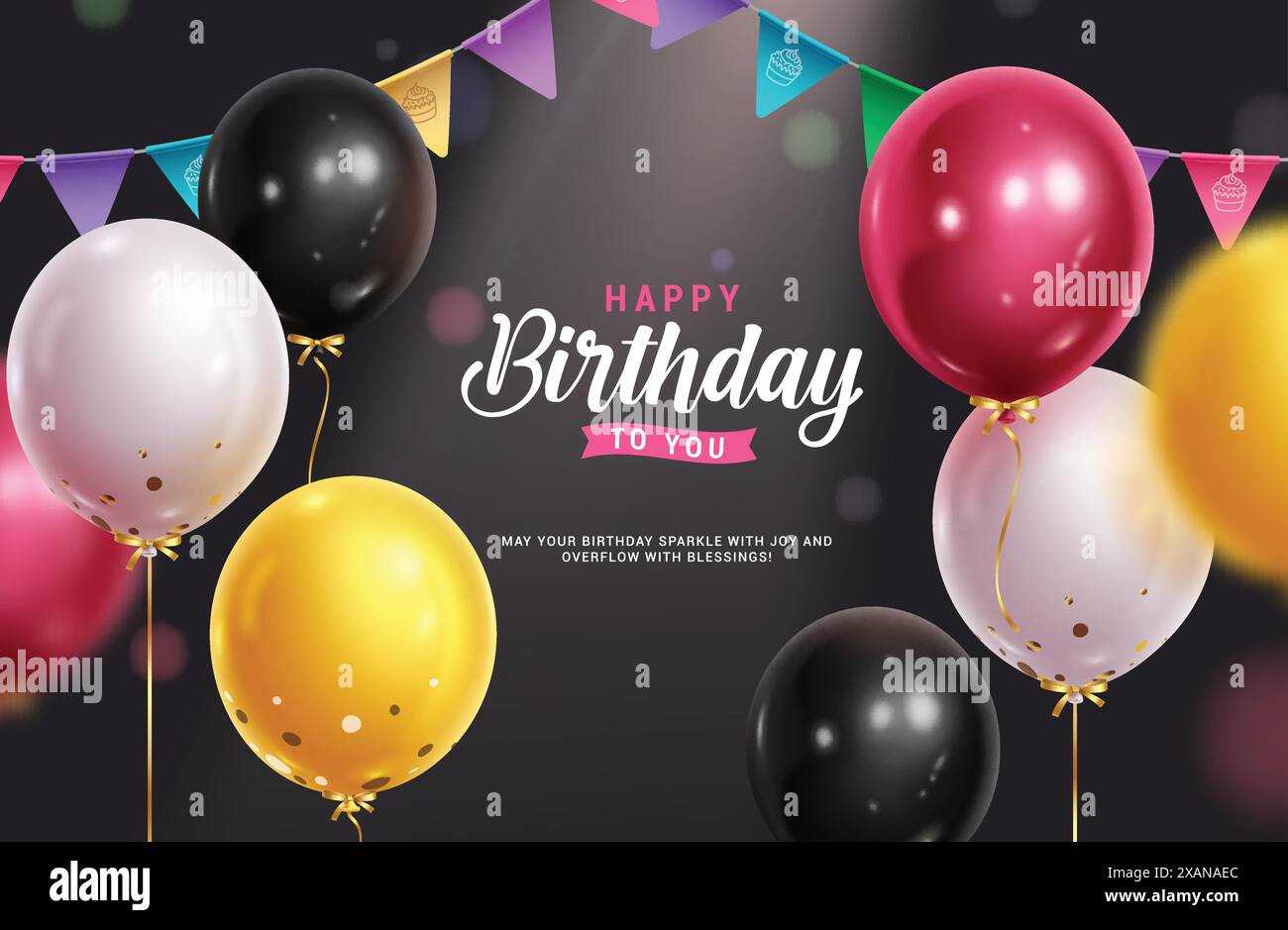 Happy birthday greeting vector template design. Birthday greeting text ...