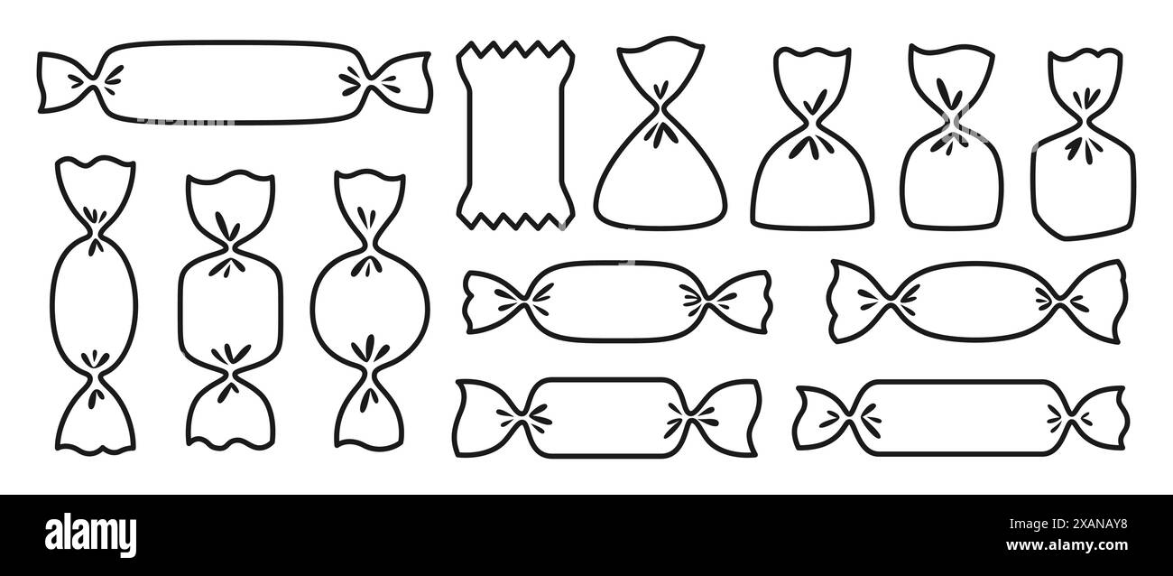 Candy wrapped sweets symbol set. Bonbon lollipop chocolate, caramel ...