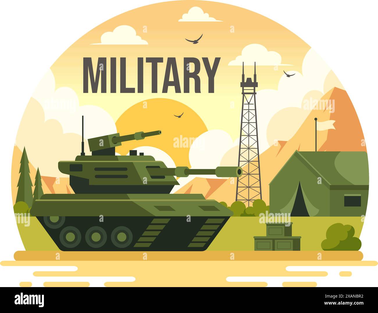 Vector Illustration of Military Army Forces featuring Soldiers, Weapons ...