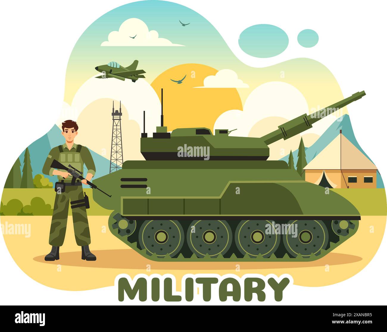Vector Illustration of Military Army Forces featuring Soldiers, Weapons ...