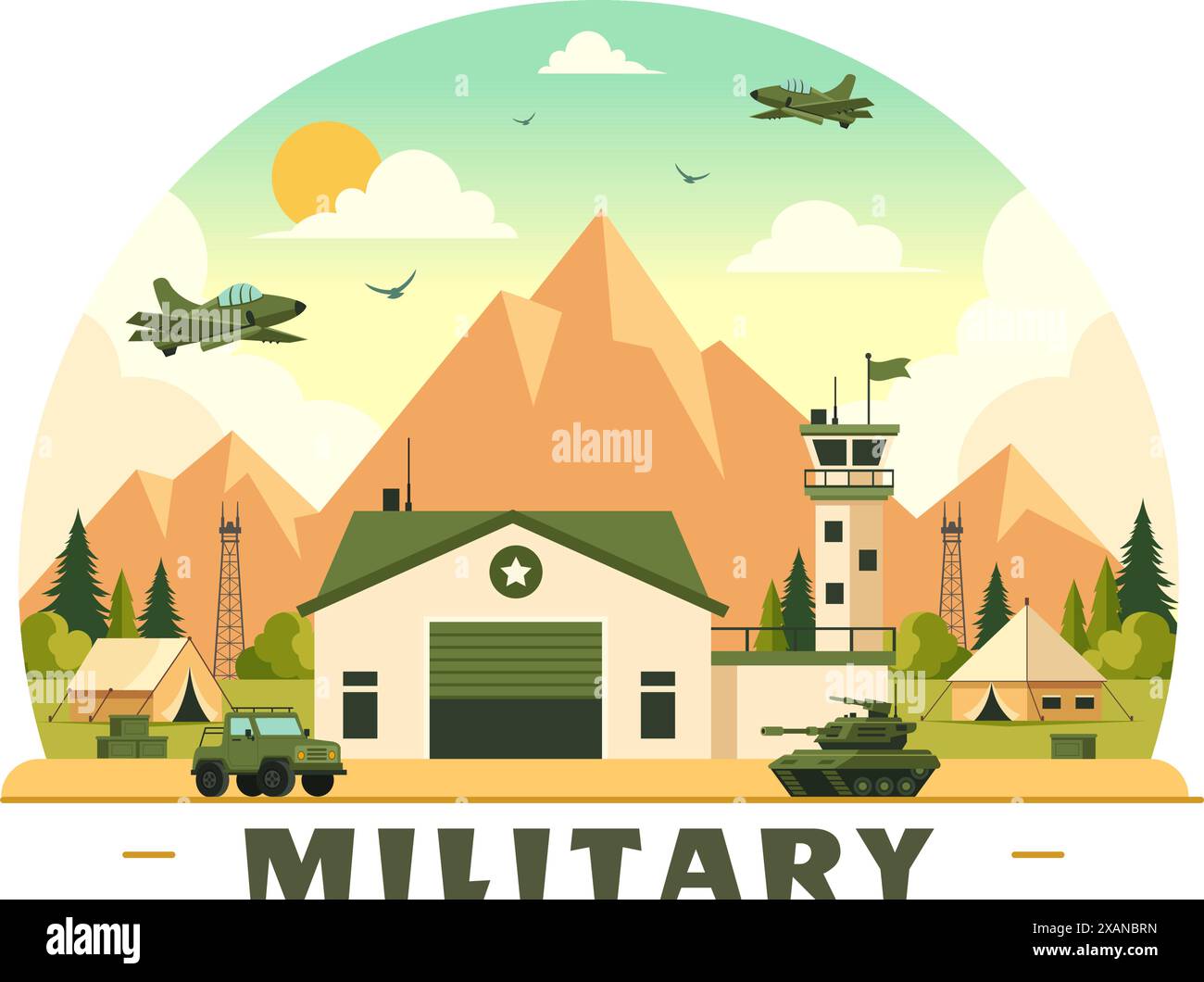 Vector Illustration of Military Army Forces featuring Soldiers, Weapons ...