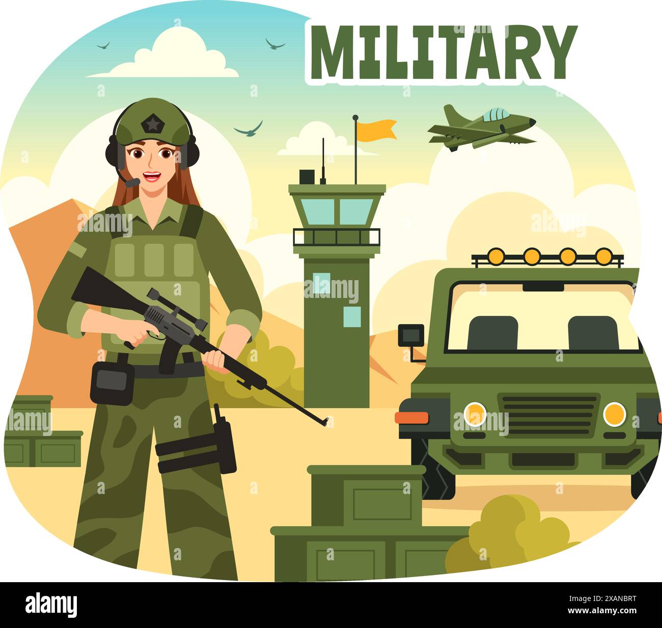 Vector Illustration of Military Army Forces featuring Soldiers, Weapons ...
