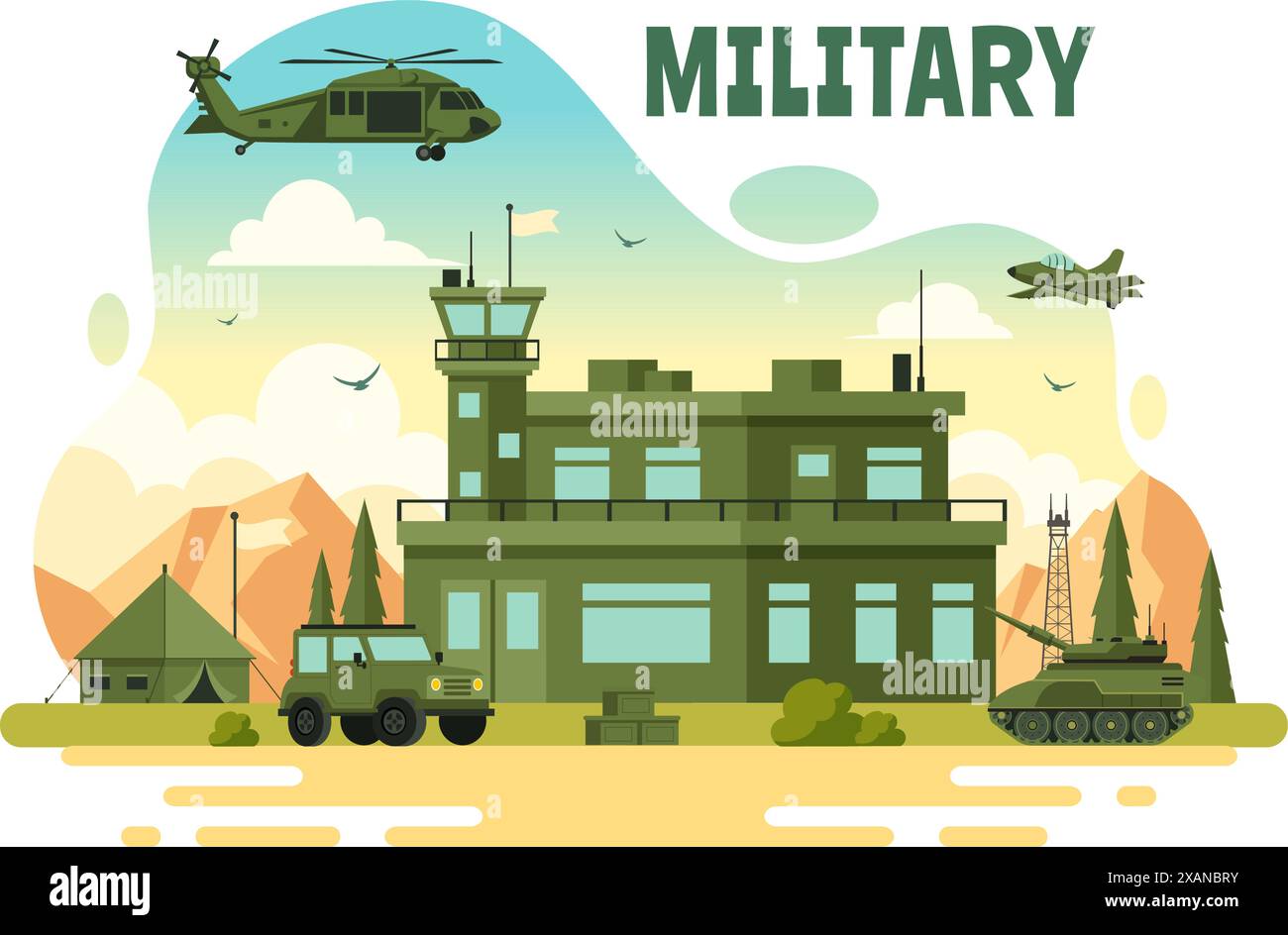 Vector Illustration of Military Army Forces featuring Soldiers, Weapons ...