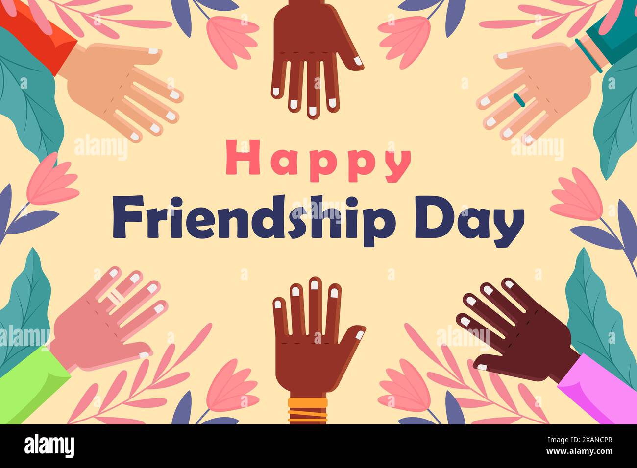 flat design happy friendship day background illustration Stock Vector ...