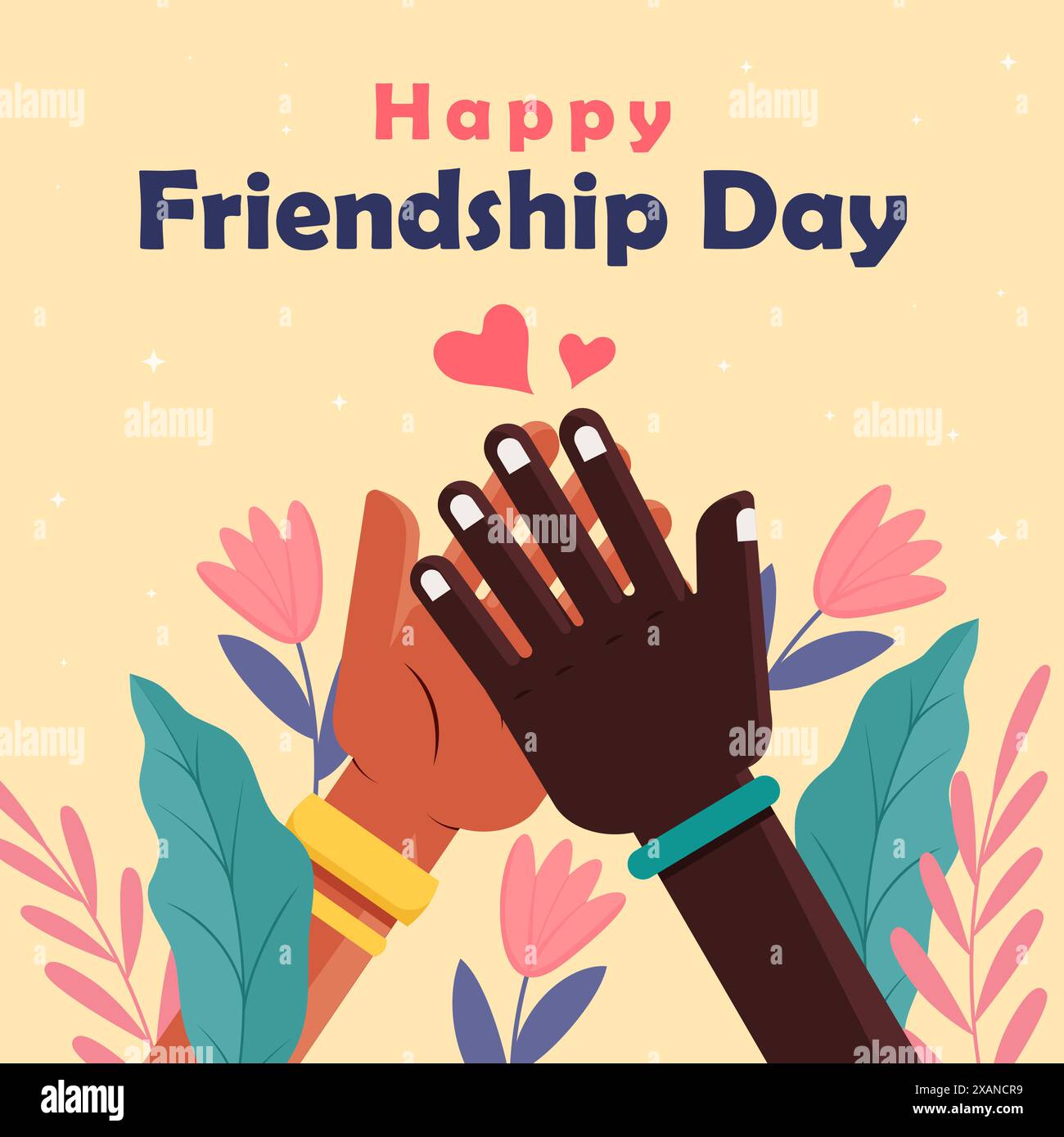 happy friendship day with toast hand gesture illustration Stock Vector ...