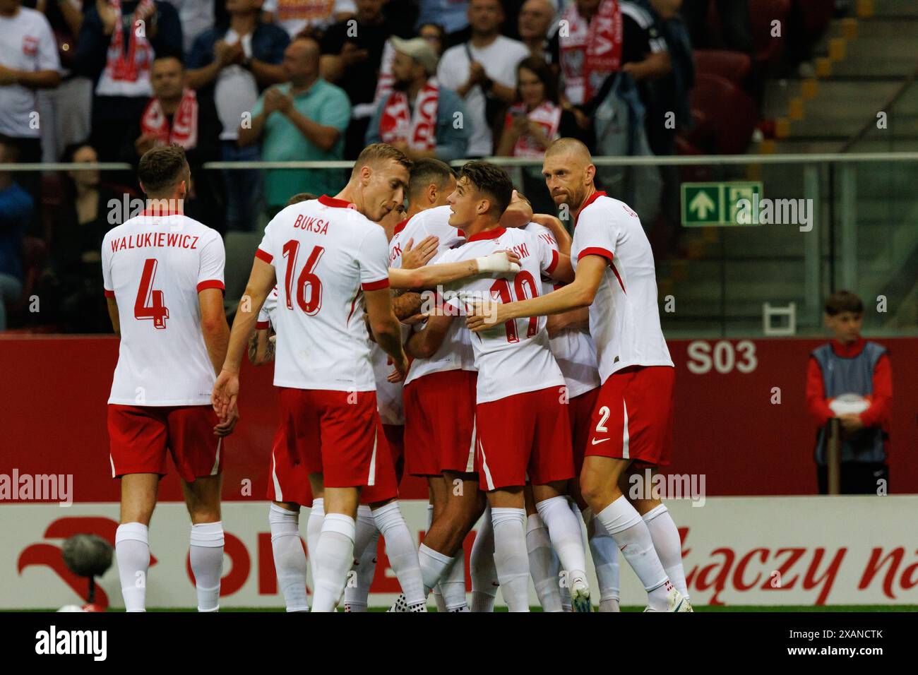 Players of Poland celebrate after goal scored by Taras Romanchuk during ...