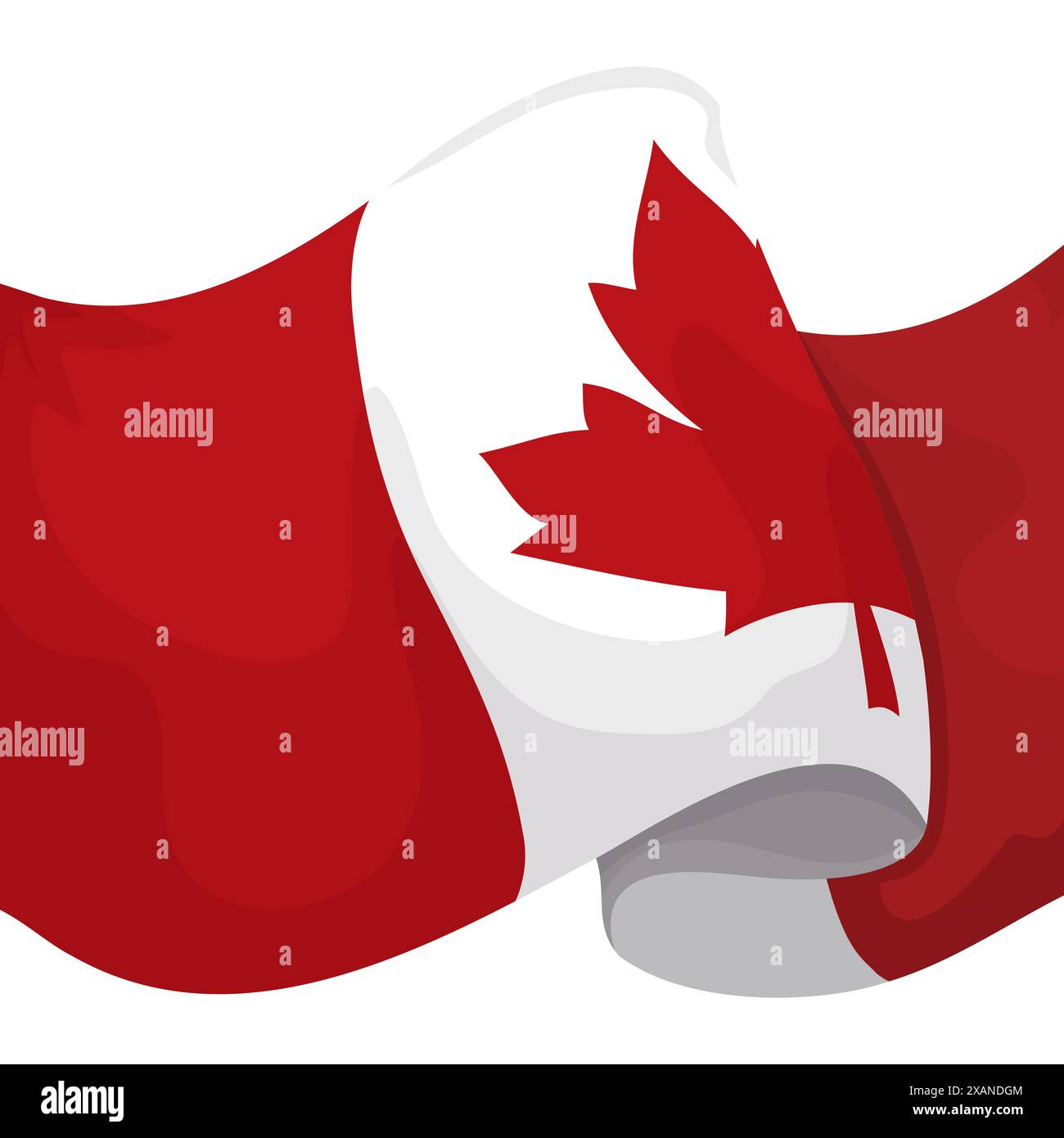 Canadian flag with curly effect in cartoon style on white background ...