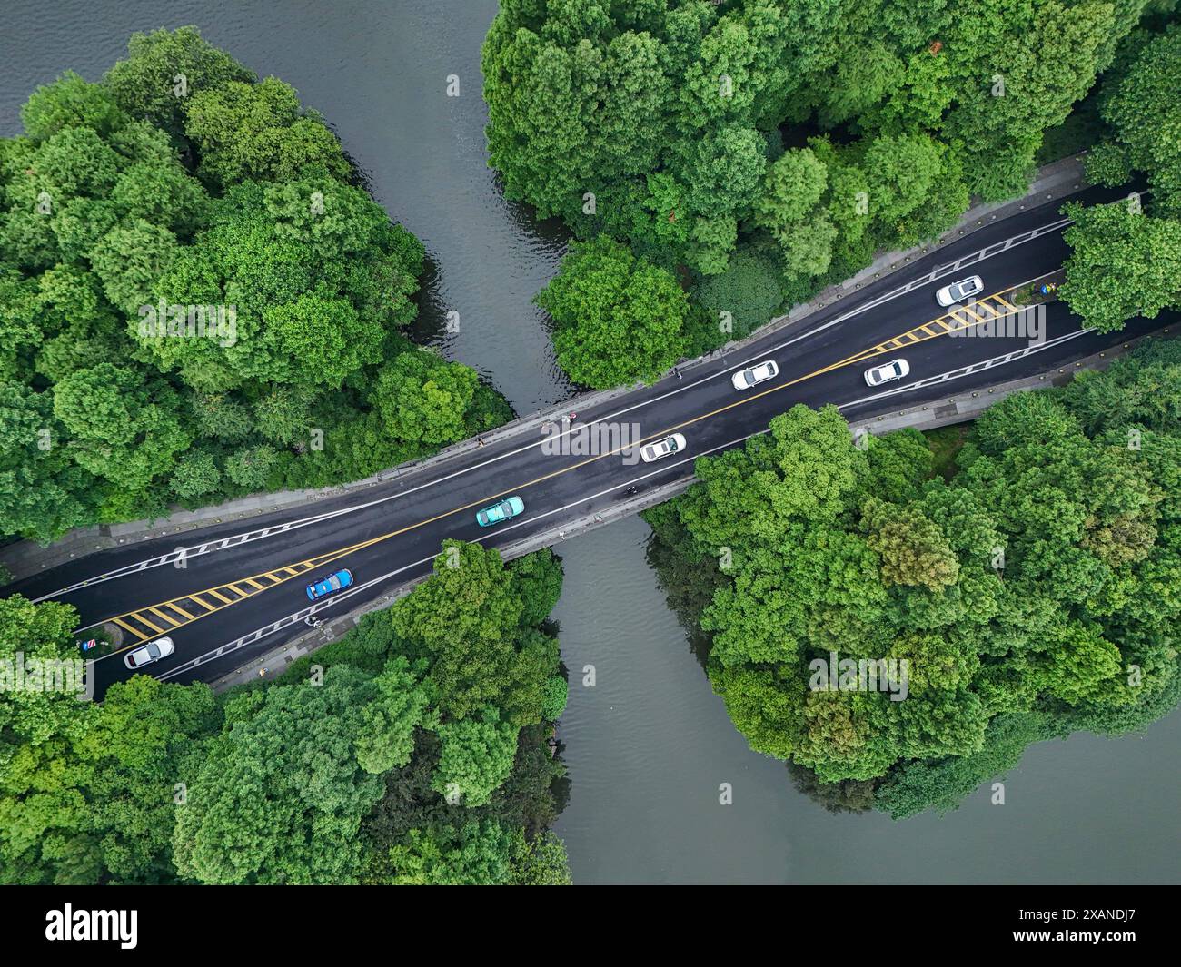 HANGZHOU, CHINA - JUNE 6, 2024 - Aerial photo shows the summer scenery ...