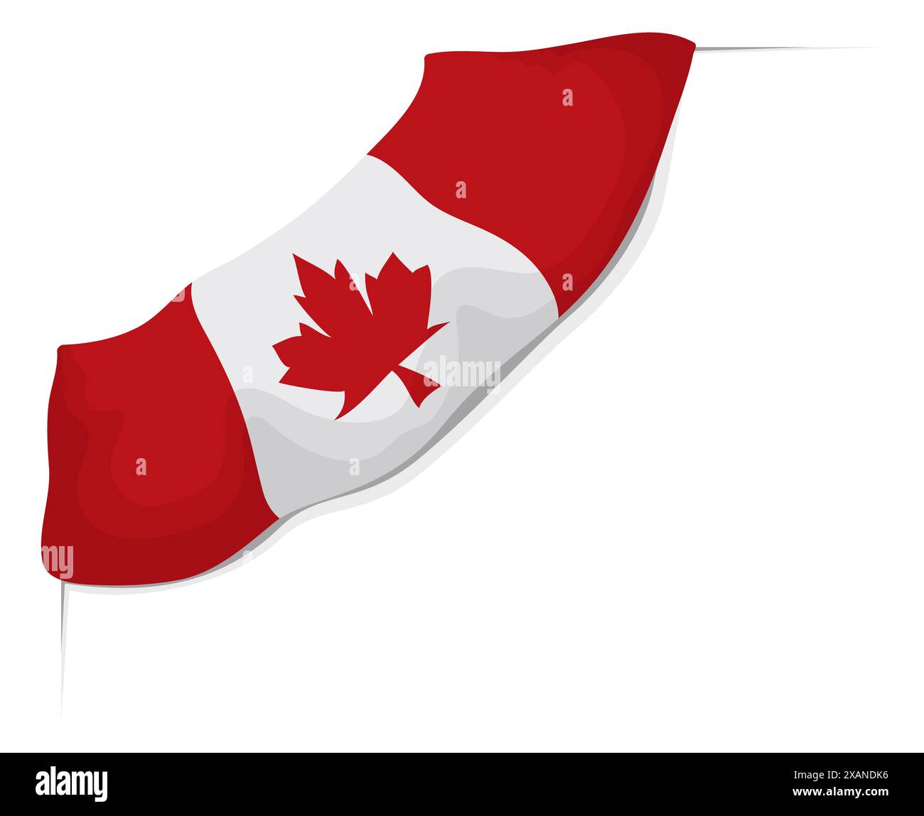 Canadian flag hanging in the upper left corner in cartoon style to ...