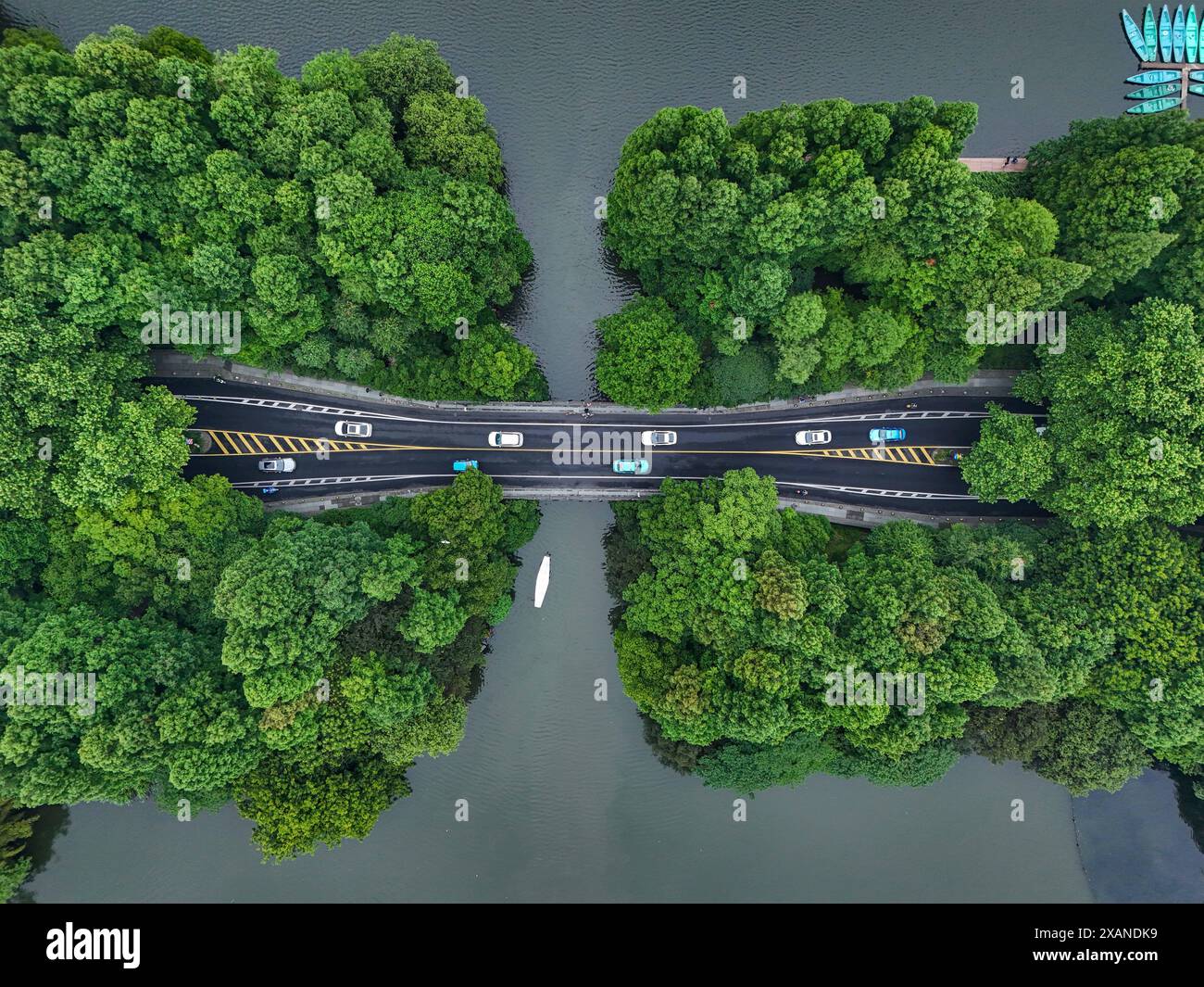 HANGZHOU, CHINA - JUNE 6, 2024 - Aerial photo shows the summer scenery ...
