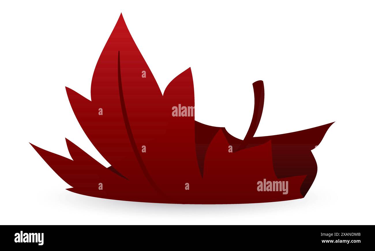 Maple leaf folded and fallen in red color. Gradient effect design on ...