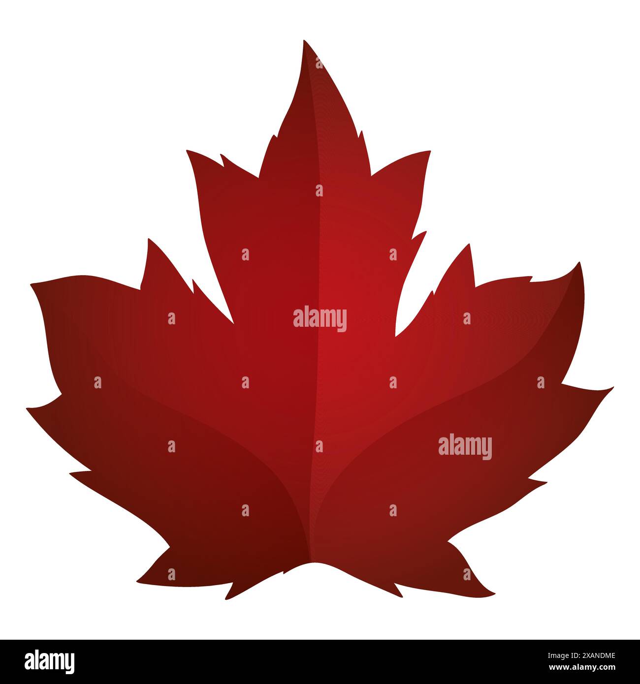 Maple leaf silhouette in red color and gradient effect on white ...