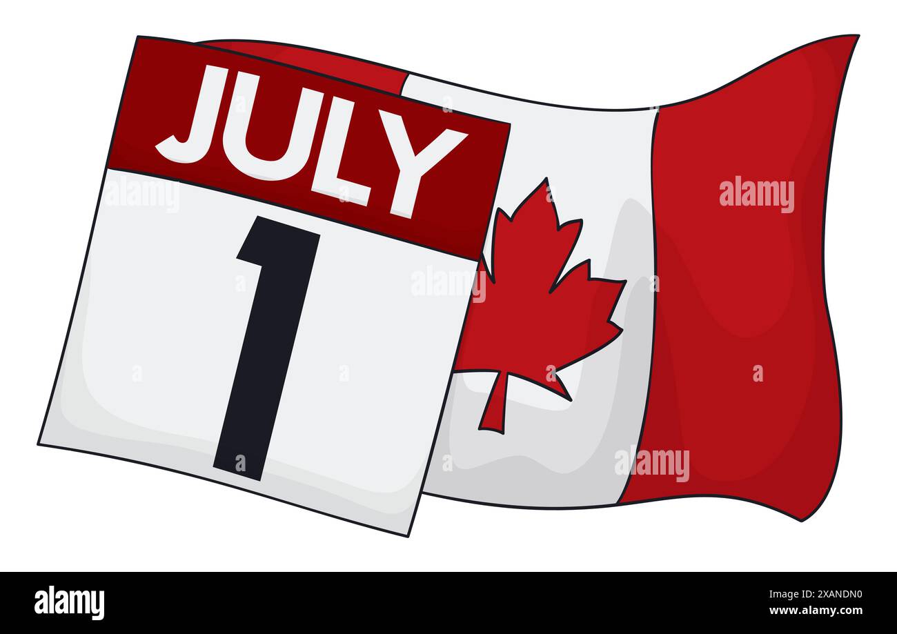 Loose-leaf calendar and waving Canadian flag to commemorate Canada's ...