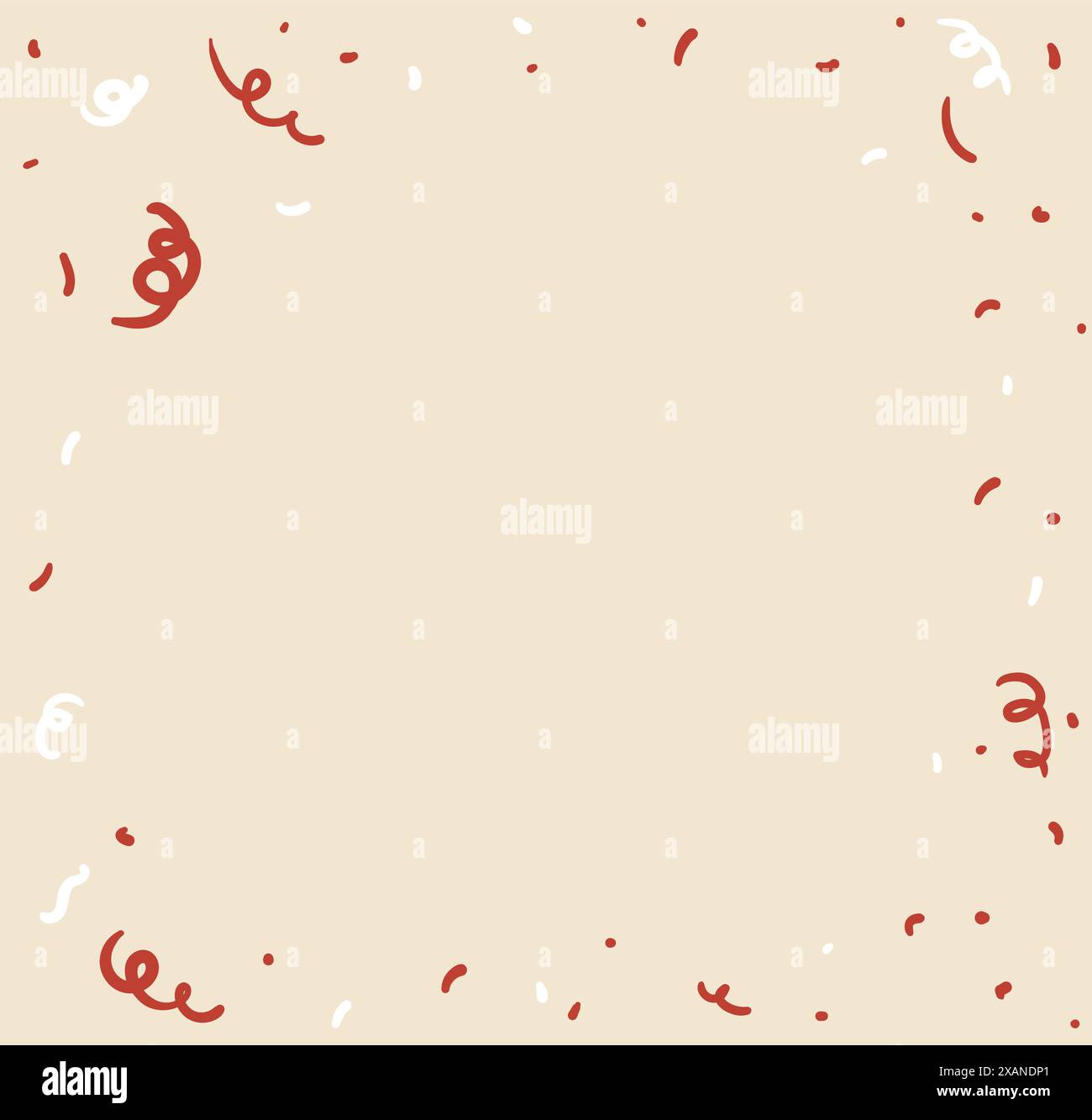 Template with simple streamers and confetti in doodle style with blank ...