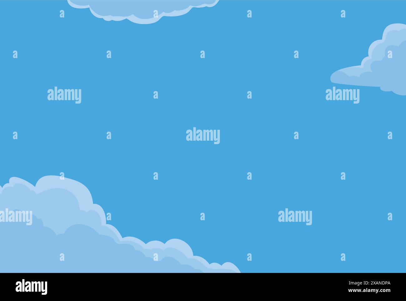 Sunny day with blue sky view and some clouds. Cartoon style design ...
