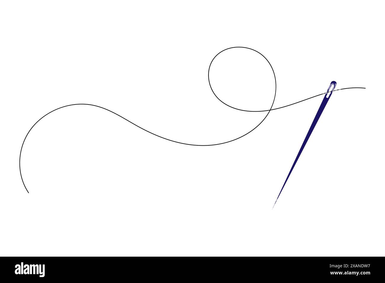 Sewing needle icon with a long black thread illustration Stock Vector ...