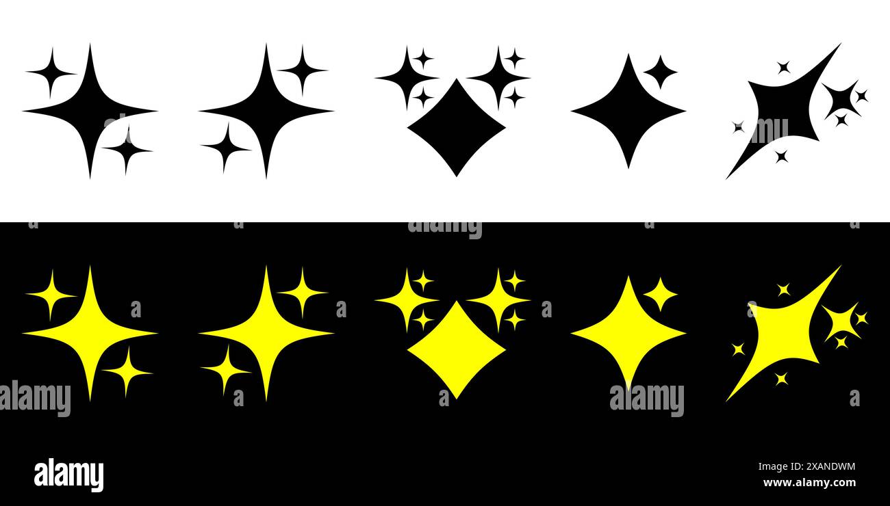 Star sparkle shine twinkle glow, magic party light doodle sparkle elements Stock Vector Image ...
