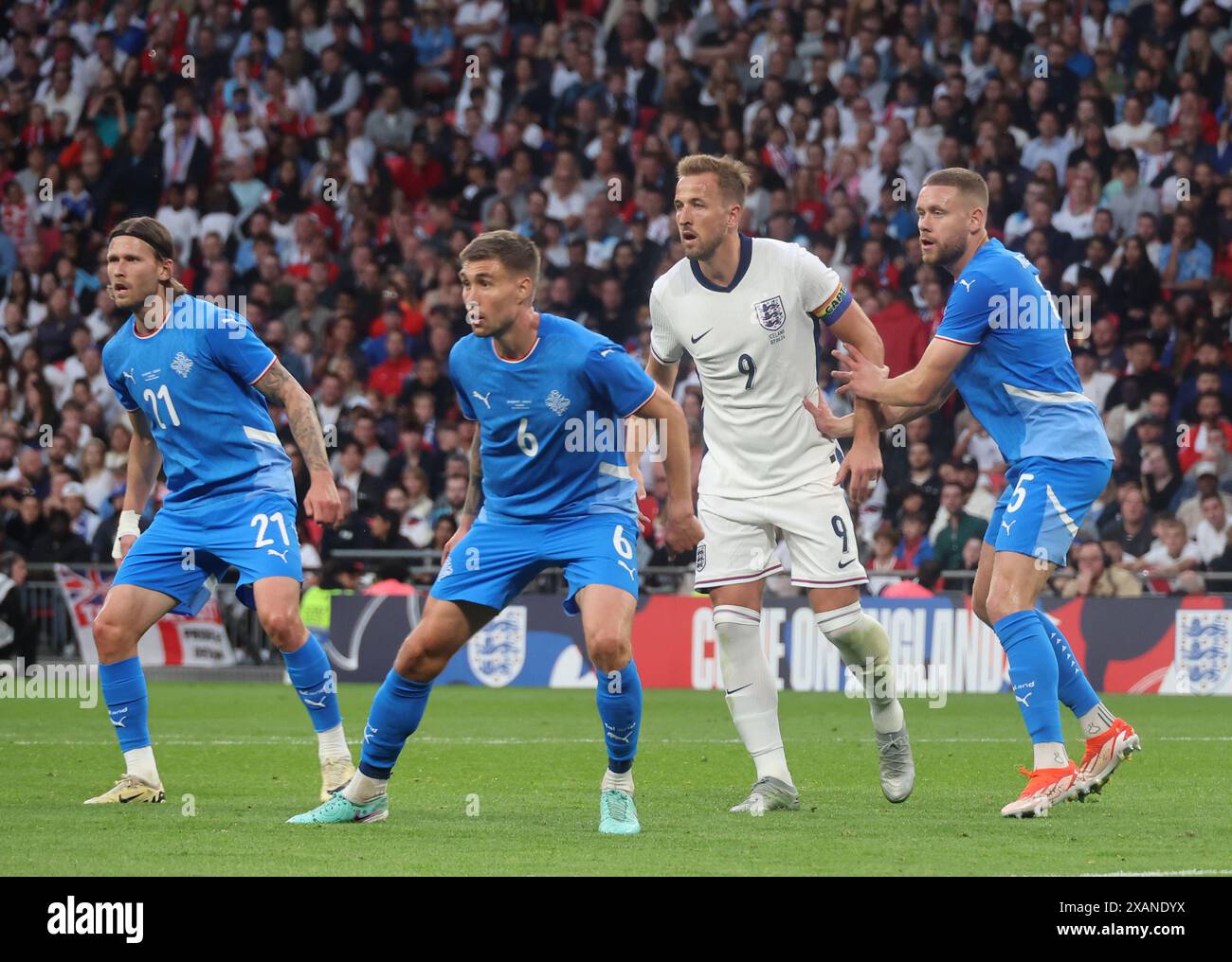 London, UK. 07th June, 2024. L-R MarnOr Ingvi Traustason(IFK Norrk?ping)of Iceland Hjortur ...