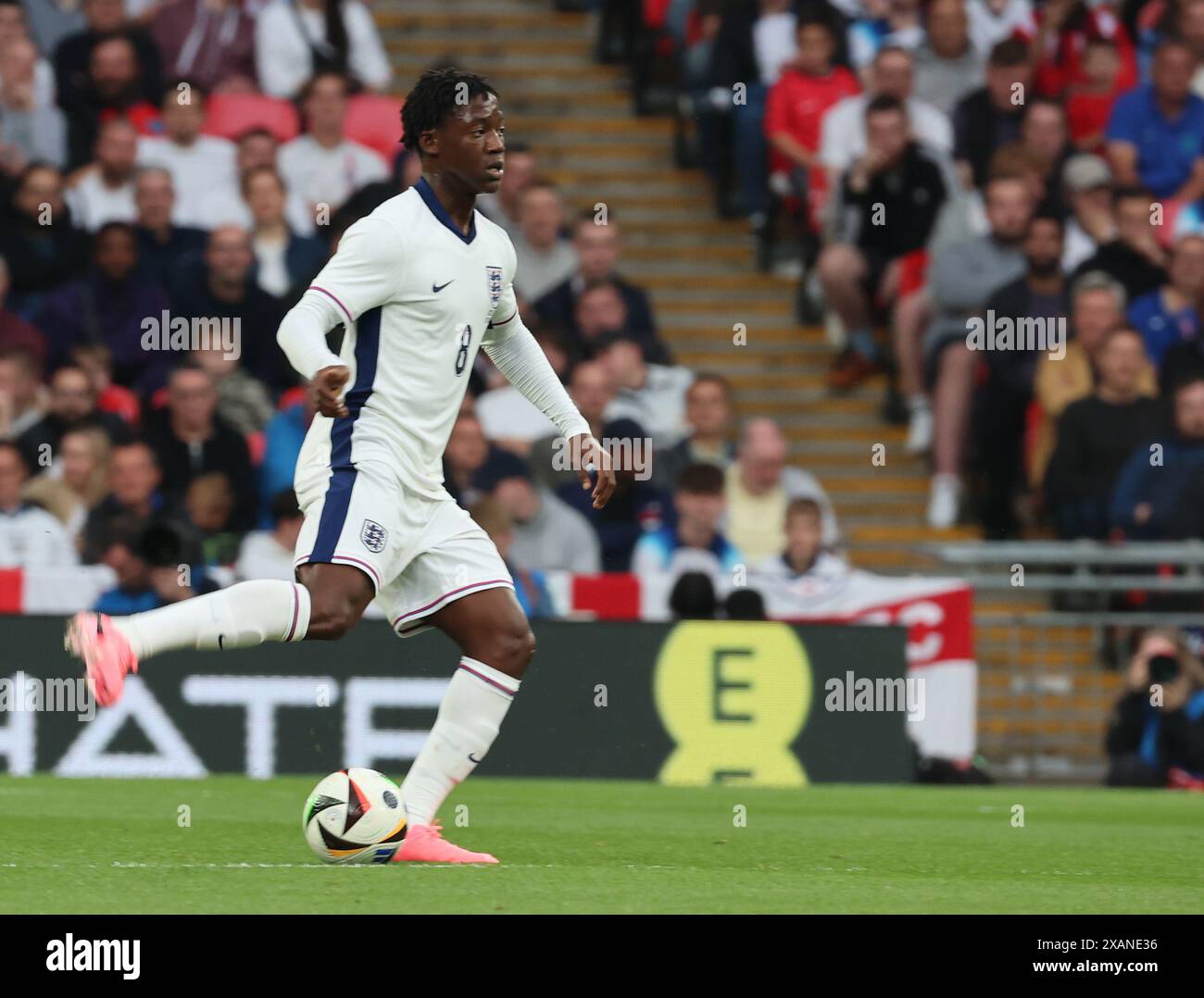 London, UK. 07th June, 2024. Kobbie Mainoo of England in action During ...