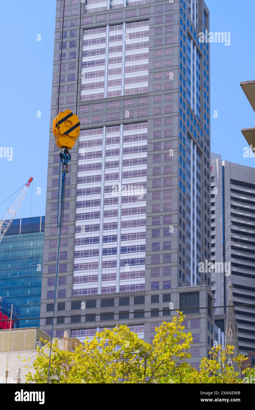 Building site crane on a construction site and building development in ...