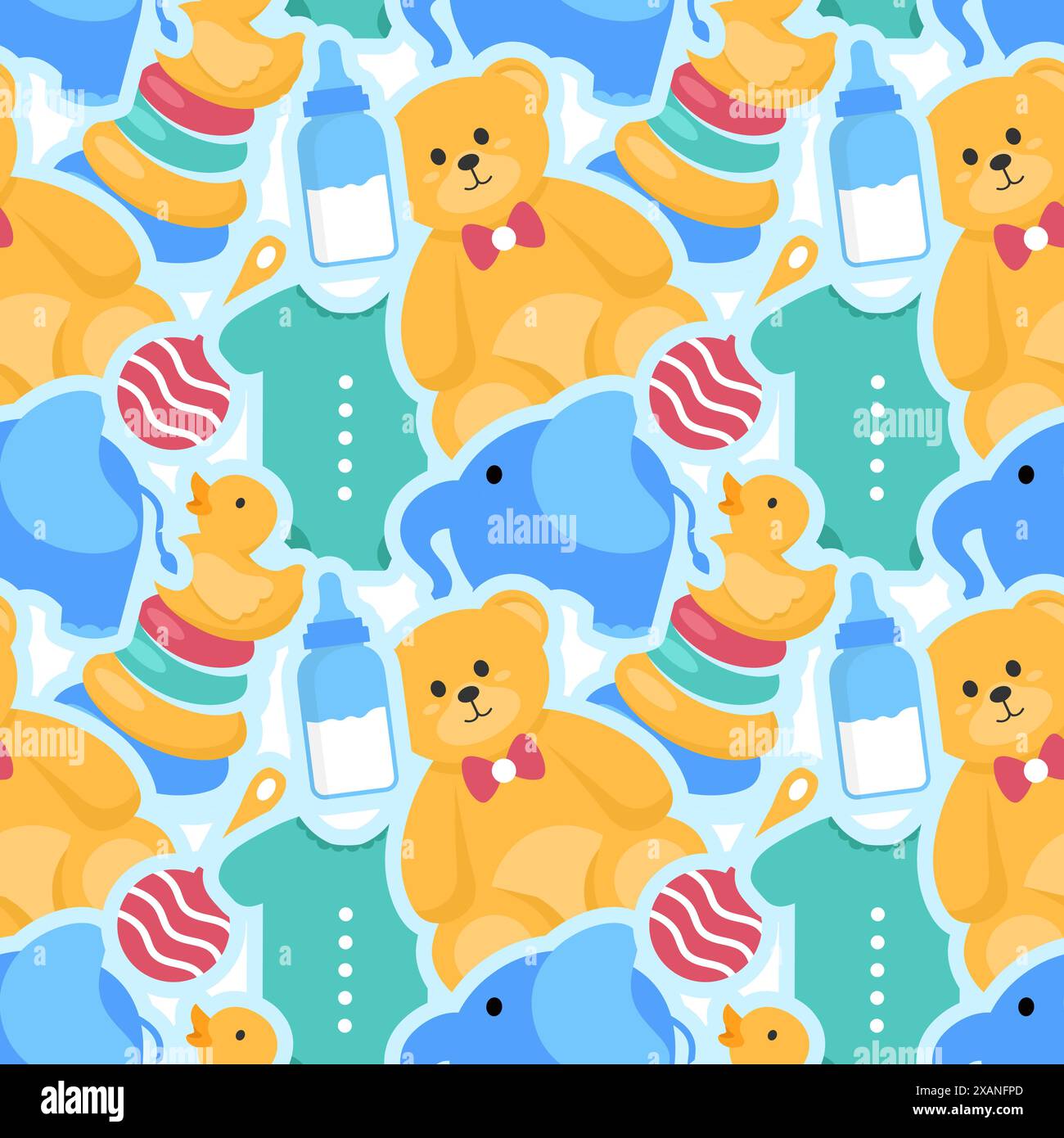 Baby Seamless Pattern Design, A Set of Simple Decorative Elements in a ...