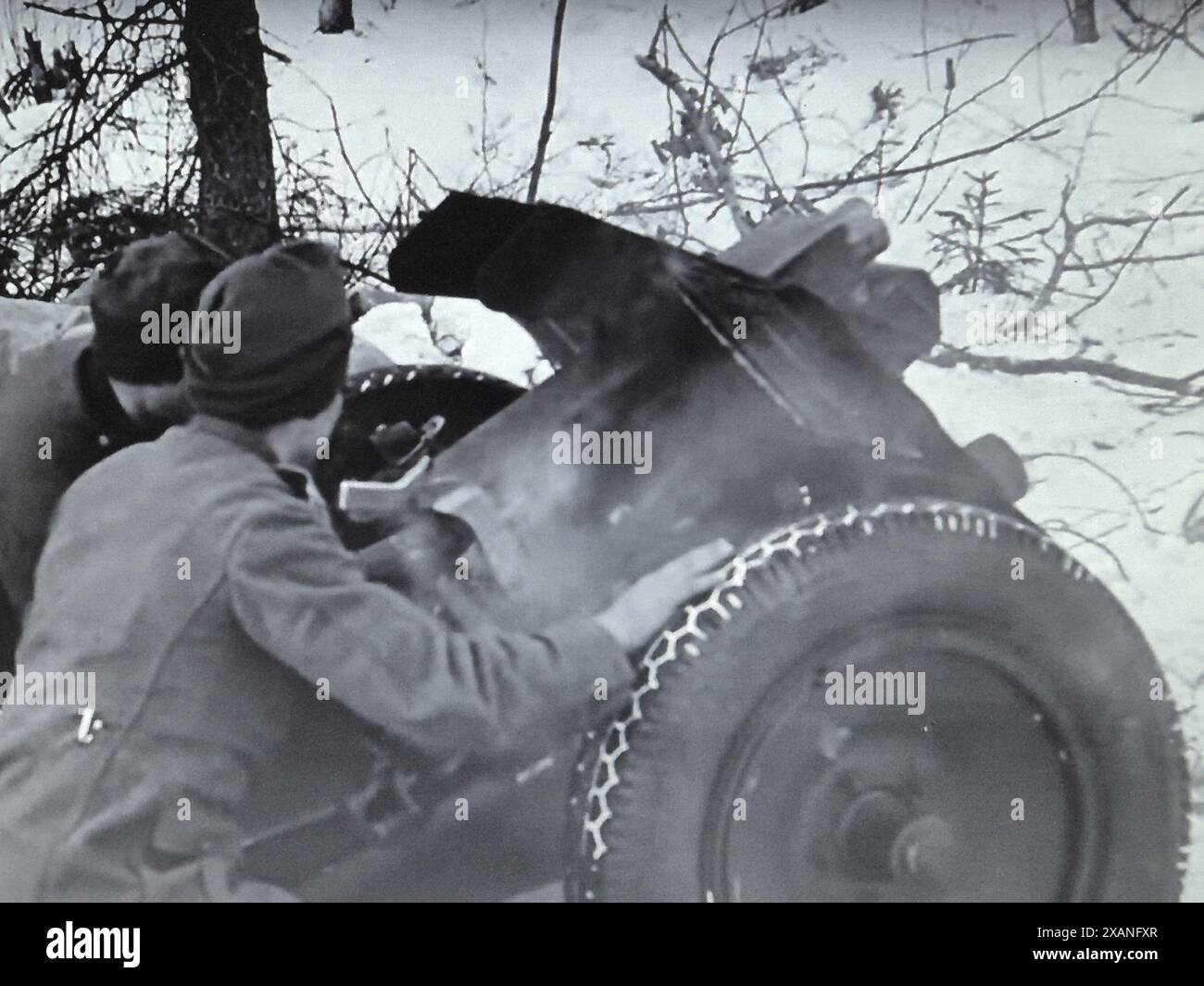 World War Two B&W Screenshot photo . A German Light Infantry Gun ...