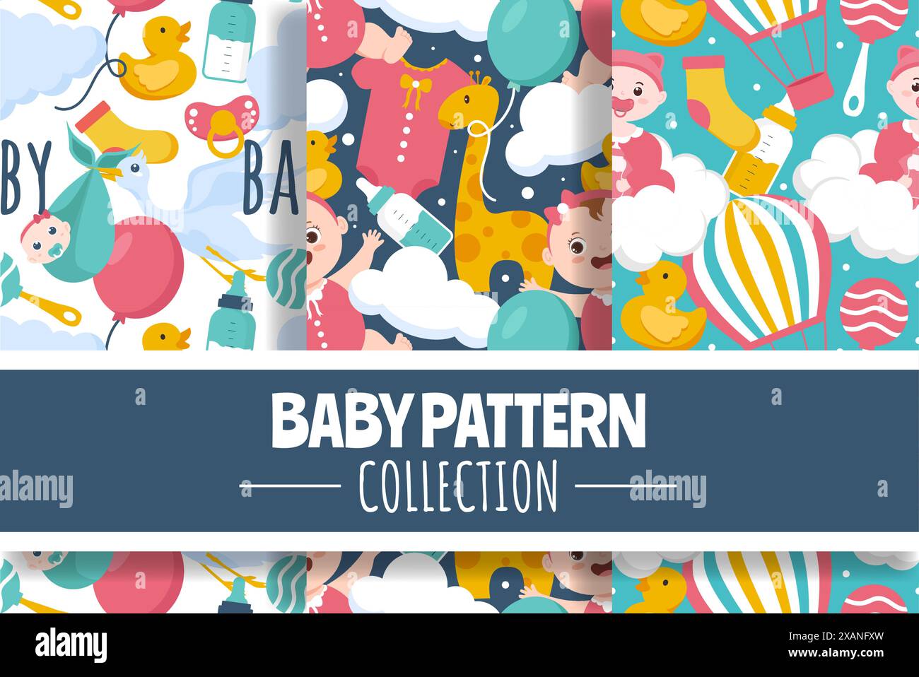 Baby Seamless Pattern Design, A Set of Simple Decorative Elements in a ...