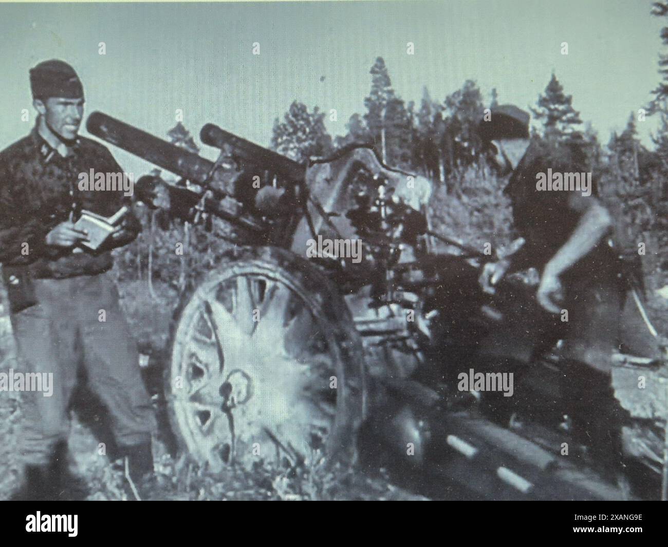 World War Two B&W Screenshot photo. Waffen SS Artillery fire on Russian ...