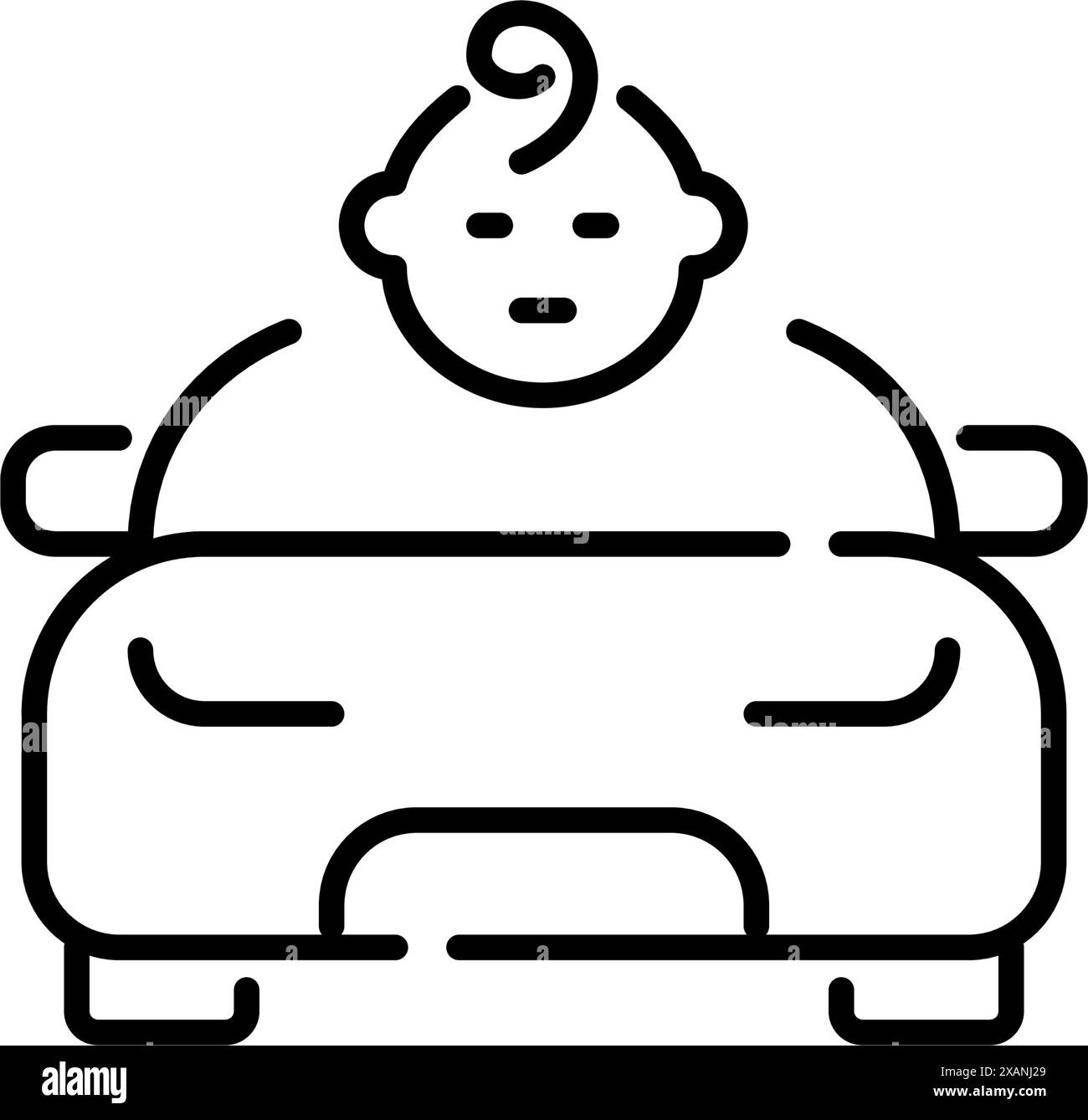 Car front view and infant face. Baby on board, children transportation ...