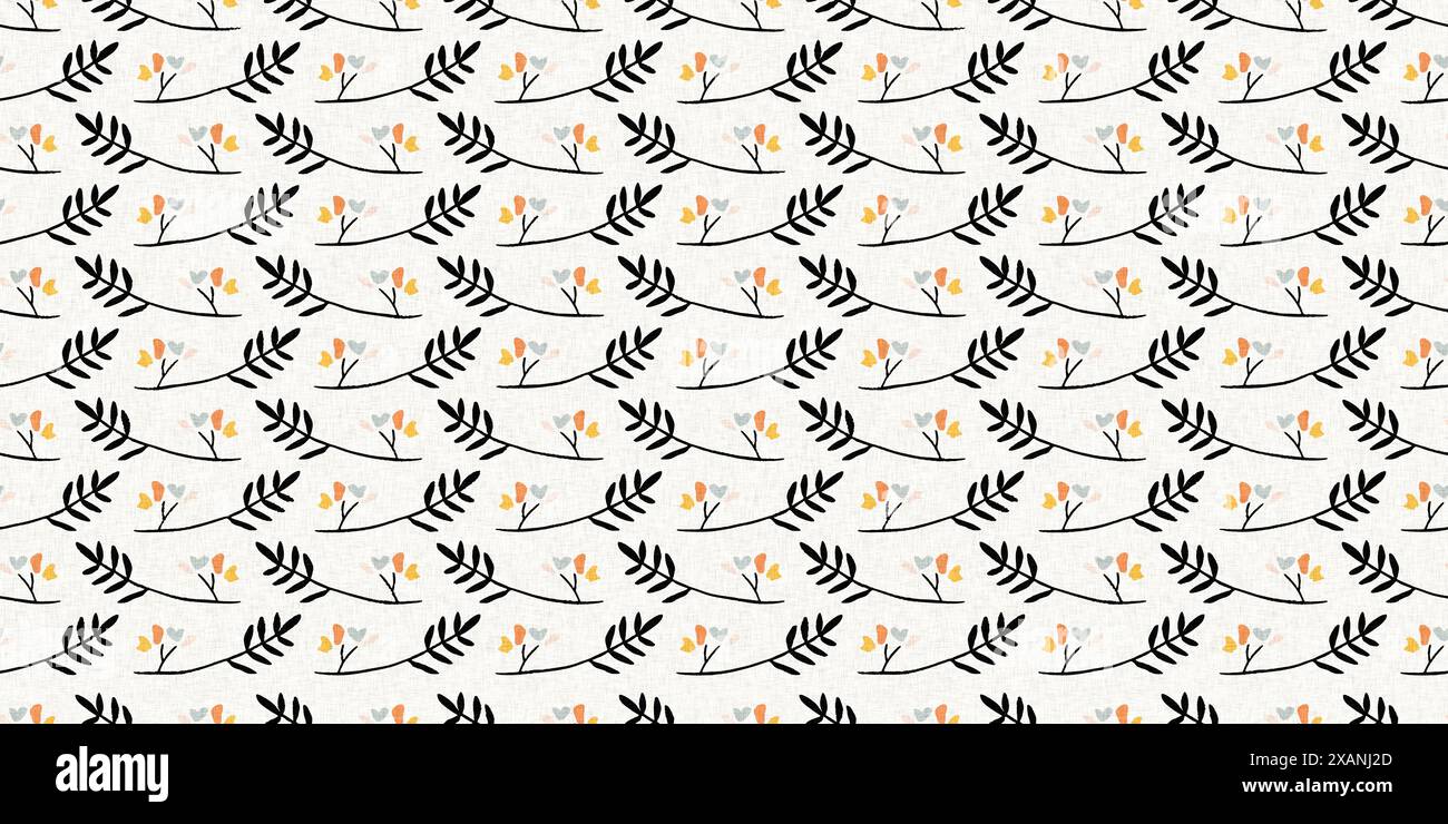 Midcentury modern floral endless border. Organic summer gender neutral ...