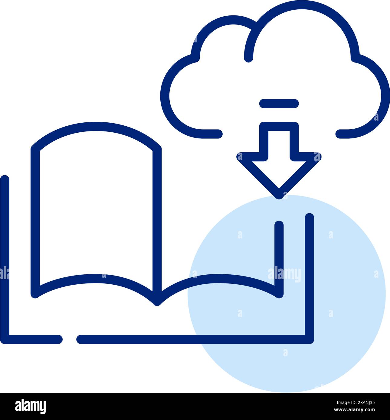 Book, cloud and download arrow. Purchase and download of e-books from ...