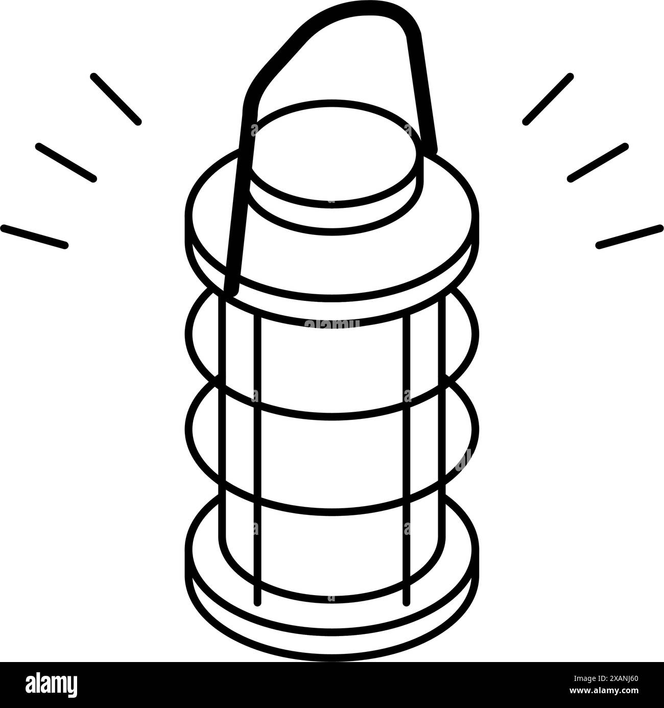 Simple line drawing of emergency kit, lantern, isometric illustration ...