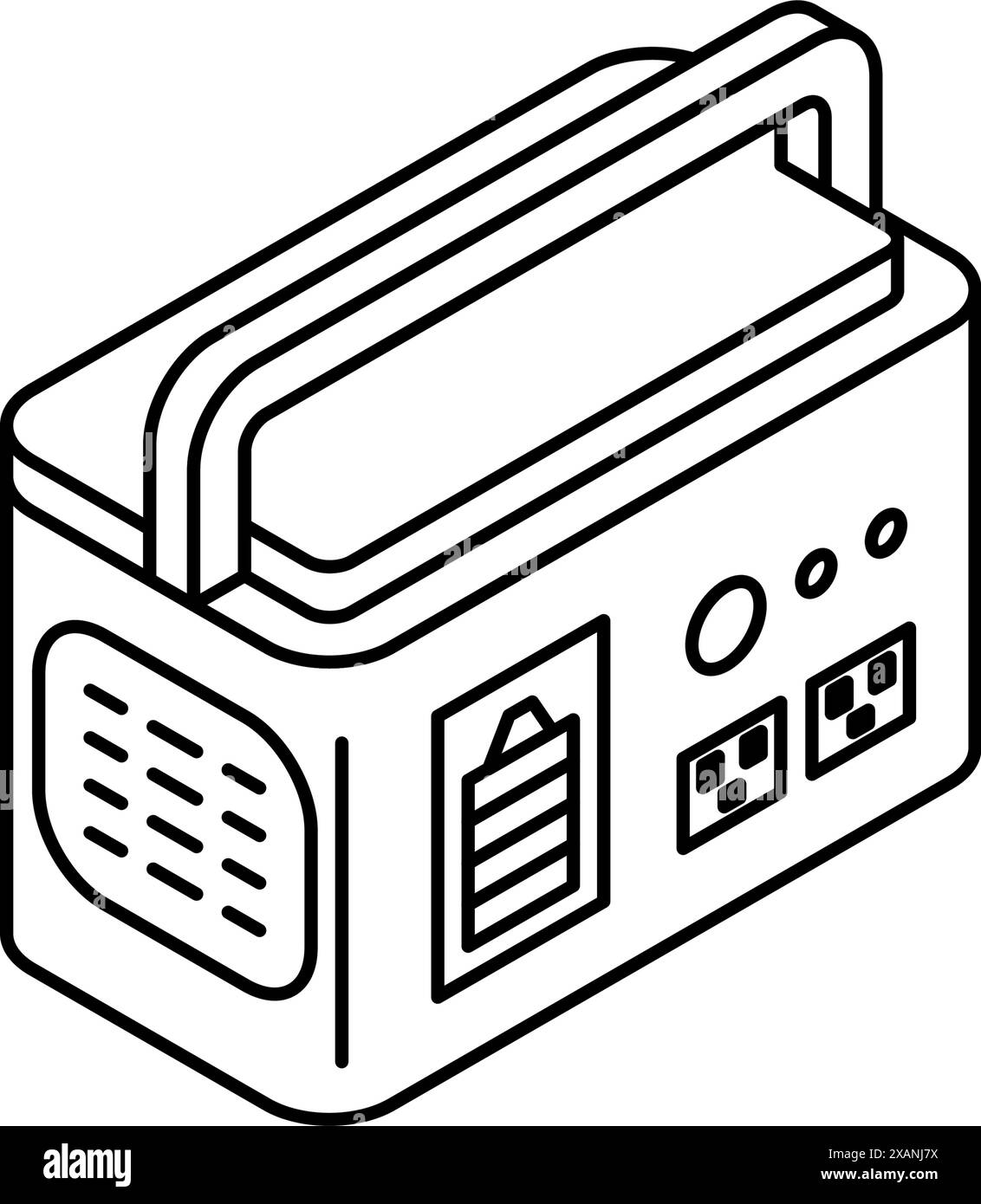 Simple line drawing of emergency kit, Emergency battery, isometric ...