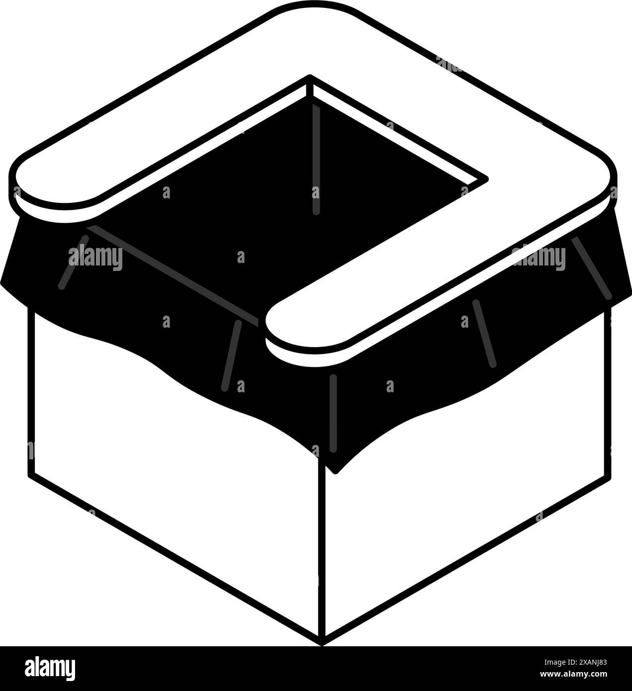 Simple line drawing of emergency kit, portable toilet, isometric ...