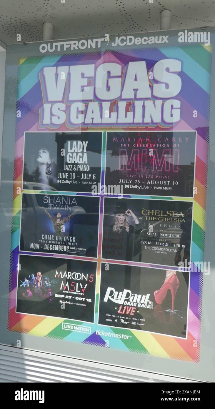 Los Angeles, California, USA 6th June 2024 Vegas is Calling Bus Stop ...
