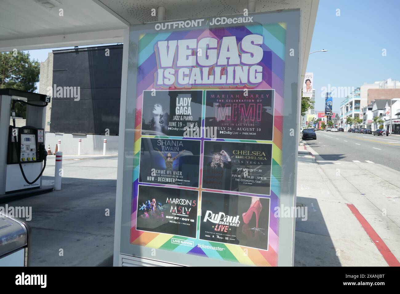 Los Angeles, California, USA 6th June 2024 Vegas is Calling Bus Stop ...