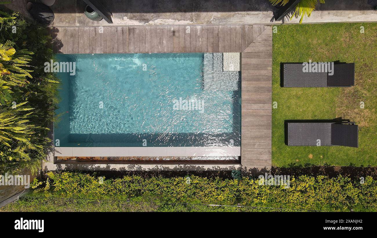 swimming pool in a hotel room on a tropical island, top view Stock ...