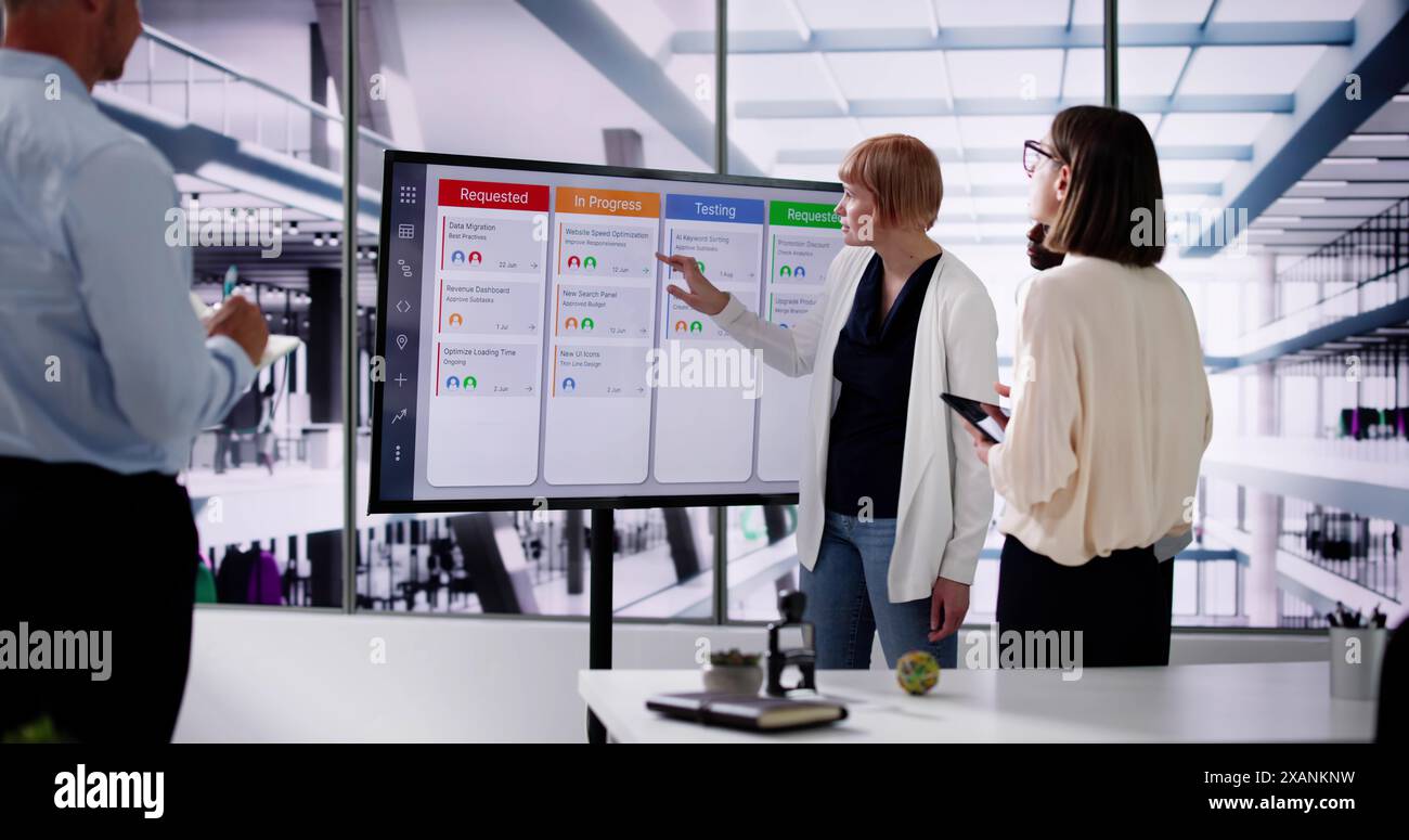 Agile Business Team Using Kanban Task Board Stock Photo - Alamy