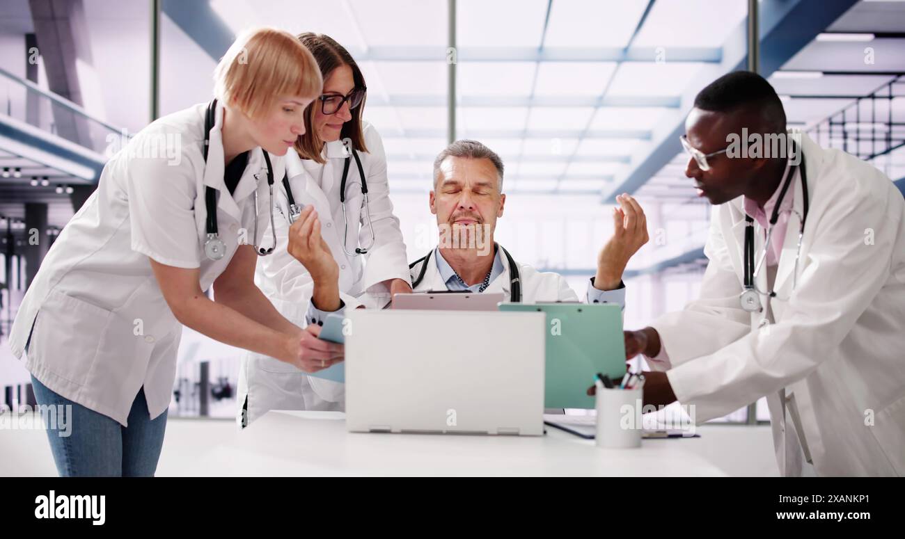 Diverse Medical Team Workload And Meditataion. Doctor Group Stock Photo ...