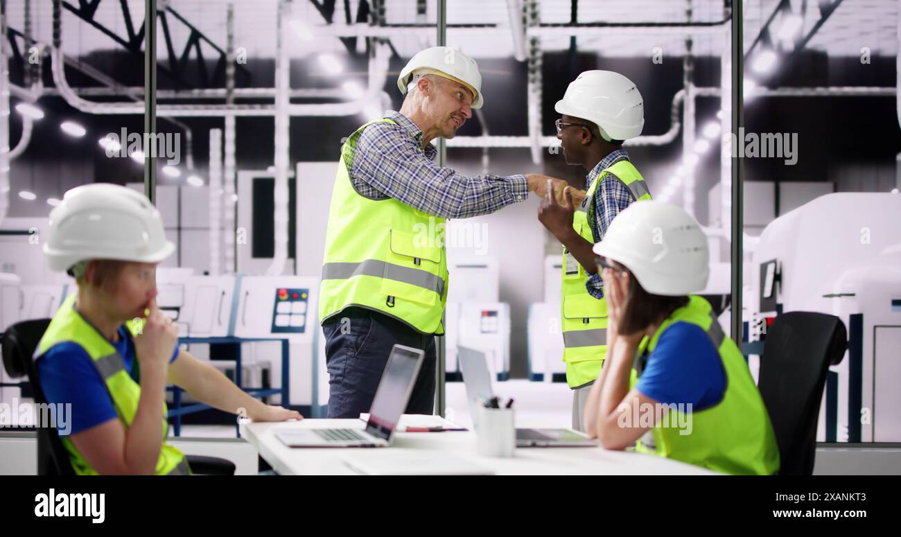 Angry Dominant Colleague Bullying Person At Workplace Stock Photo - Alamy