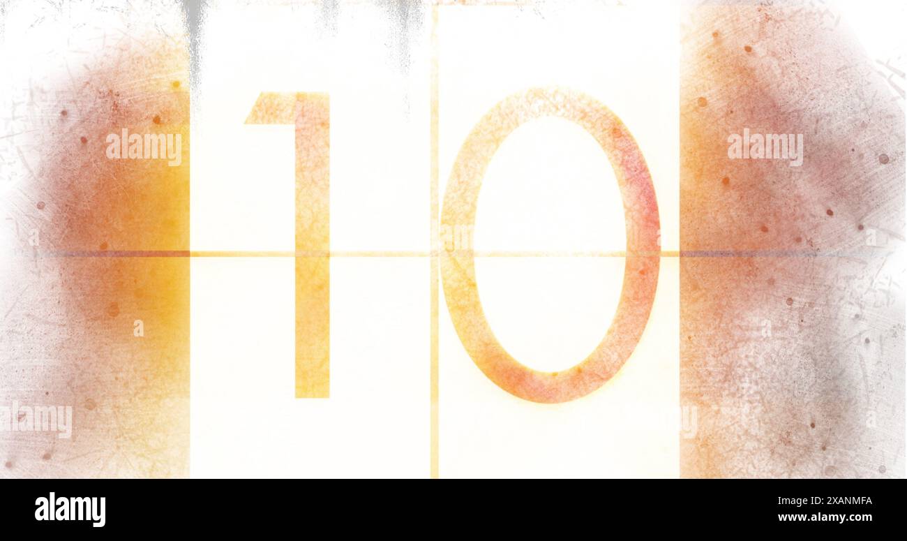 Large number ten displayed in center with faded, textured background ...